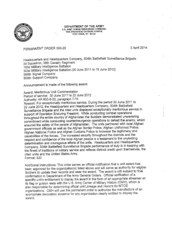 504th BFSB Unit Awards | RallyPoint