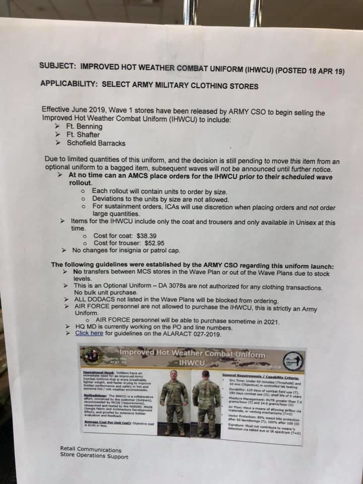 Where is the new Army Hot Weather (IHWCU) uniform? | RallyPoint