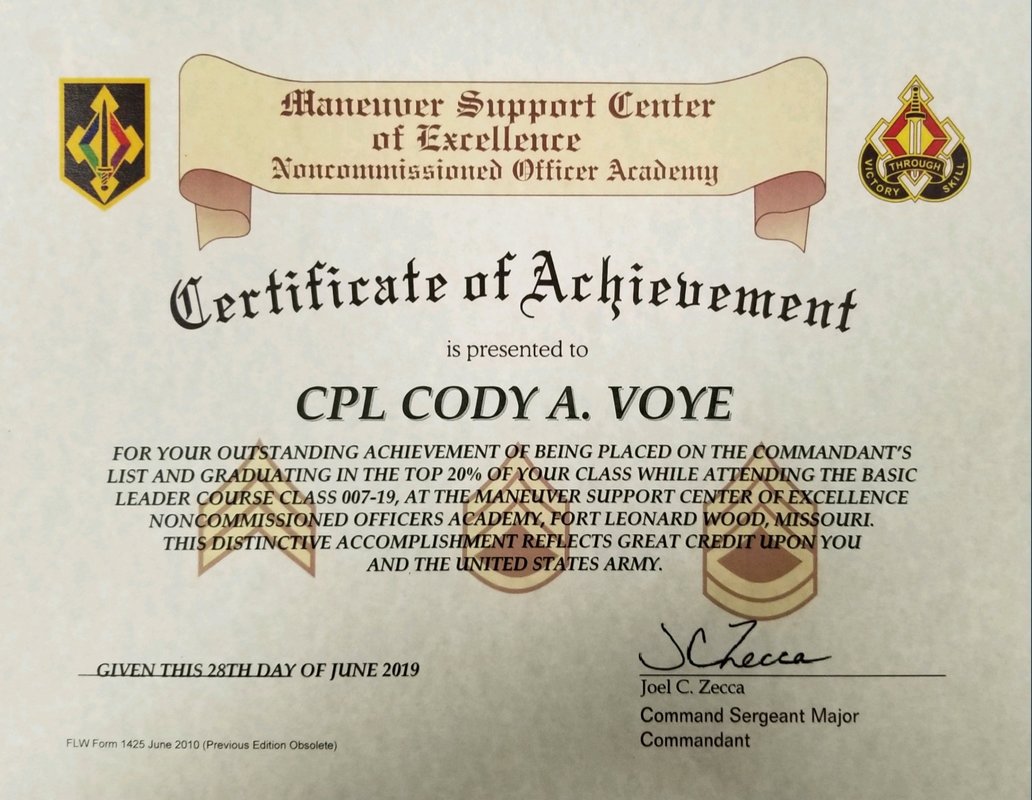 Graduating Basic Leader Course on Friday and I made the Commandant's ...